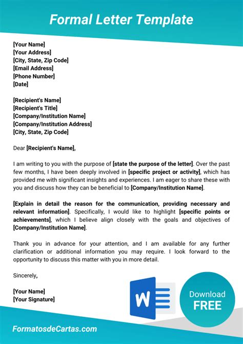 Formal Letter Format Business Letter Samples 14 Free Printable Word