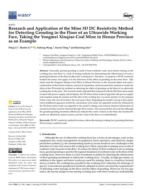 Research And Application Of The Mine 3d Dc Resistivity Method For