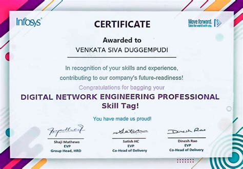 venkata siva duggempudi on linkedin infosys skilltag certification