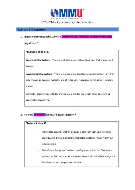Ccs6214 Lecture 03 Discussion Ccs6214 Cybersecurity Fundamentals Lecture 3 Discussion 1 In