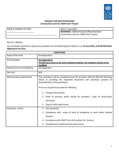 Construction Work For UNDP ELECT Project NAME ADDRESS OF