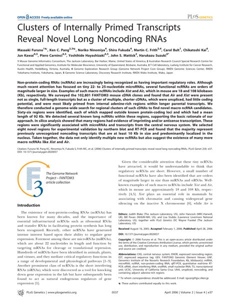 Pdf Clusters Of Internally Primed Transcripts Reveal Novel Long Noncoding Rnas