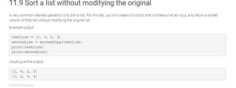 Solved A Very Common Desired Operation Is To Sort A List Chegg Com