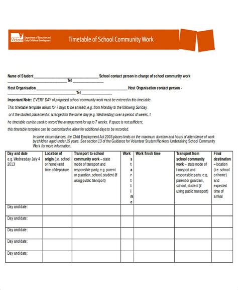 22 Timetable Templates Free Sample Example Format
