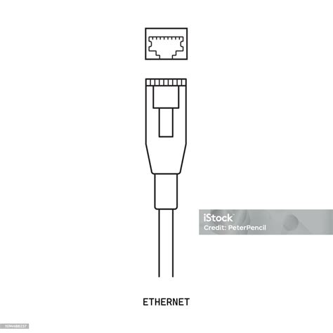 Konektor Kabel Port Ethernet Rj45 Ikon Vektor Ilustrasi Gambar
