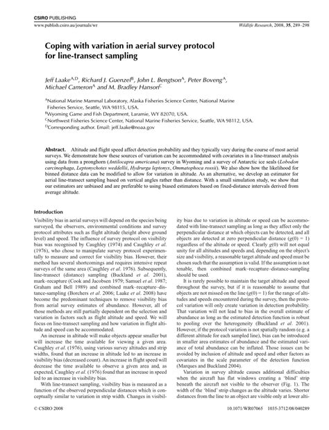 Pdf Coping With Variation In Aerial Survey Protocol For Line Transect