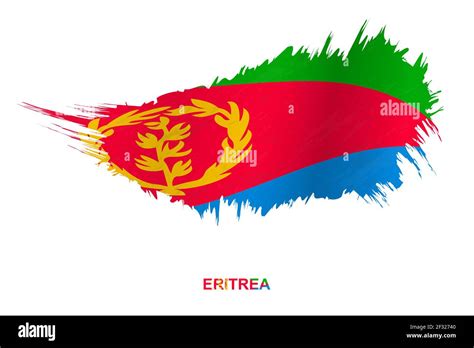 Flag Of Eritrea In Grunge Style With Waving Effect Vector Grunge Brush Stroke Flag Stock Vector