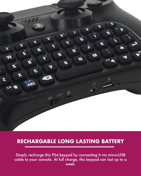 Numskull Playstation 4 Ps4 Bluetooth Wireless Mini Keyboard Chatpad