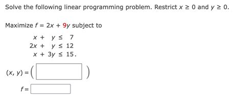 Solved Solve The Following Linear Programming Problem