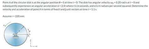 Solved Point A Of The Circular Disk Is At The Angular