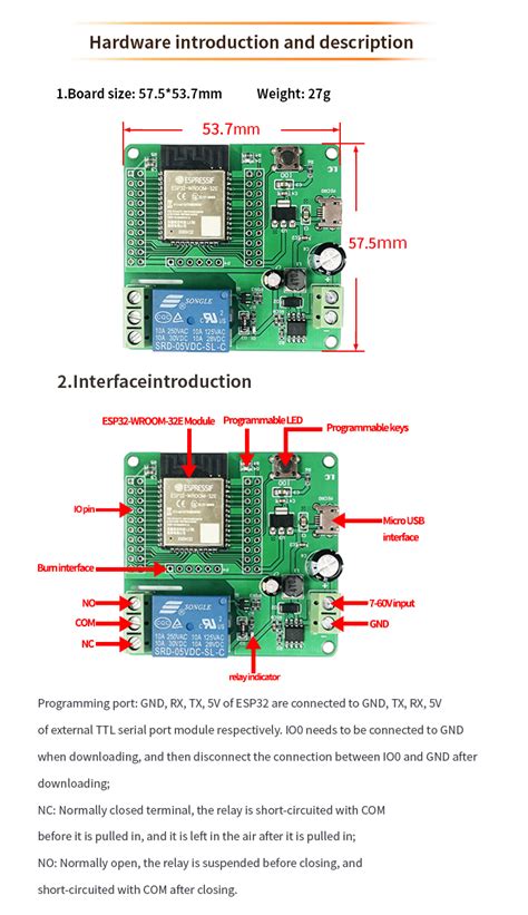 DC5 60V ESP32 Single Relay Module Development Board Chinalctech