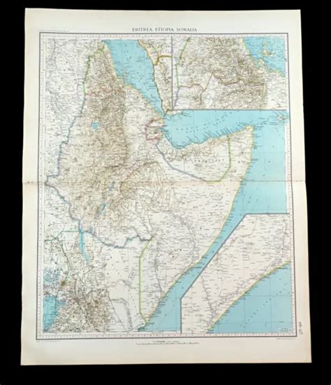 ITALIAN MAP OF Eritrea Ethiopia Somalia Africa Gulf Of Aden Antique PicClick CA