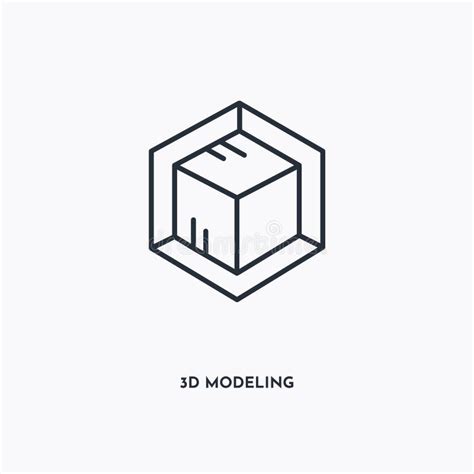 Modeling Outline Icon Vector Cube Model Prototype Stock Vector Illustration Of Stroke Vector