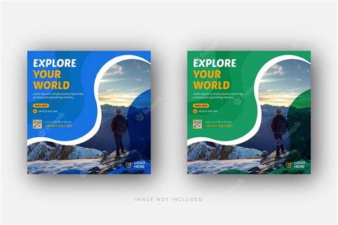 여행사 소셜 미디어 게시물 배너 템플릿 광장 전단지 프리미엄 벡터