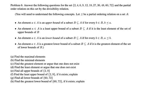 Solved Problem 6 Answer The Following Questions For The Set Chegg Com