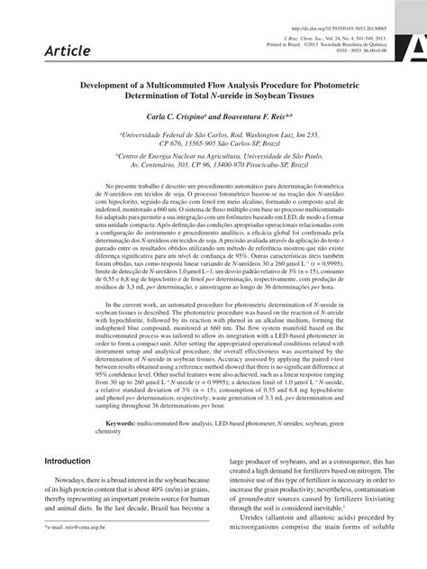 Pdf Development Of A Multicommuted Flow Analysis Procedure For Photometric Determination Of