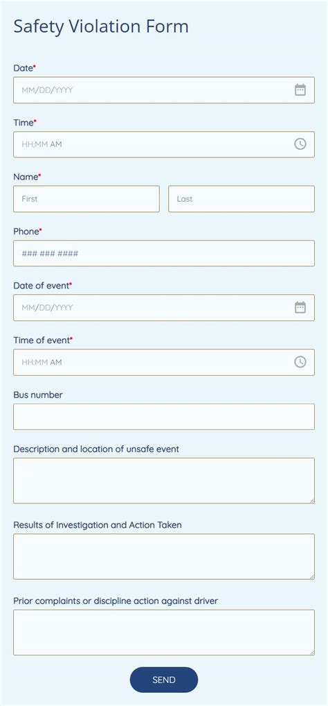 Printable Safety Violation Form Printable Forms Free Online