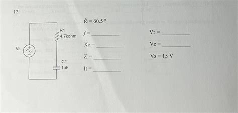 Solved F Vr Xc Vc Z Vs V It Chegg Com