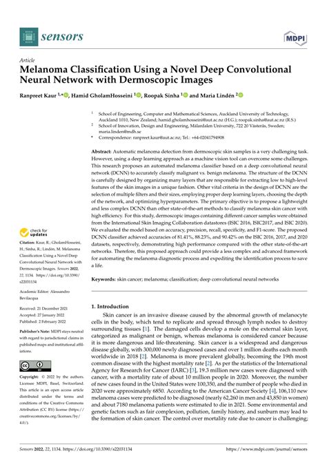 Pdf Melanoma Classification Using A Novel Deep Convolutional Neural Network With Dermoscopic