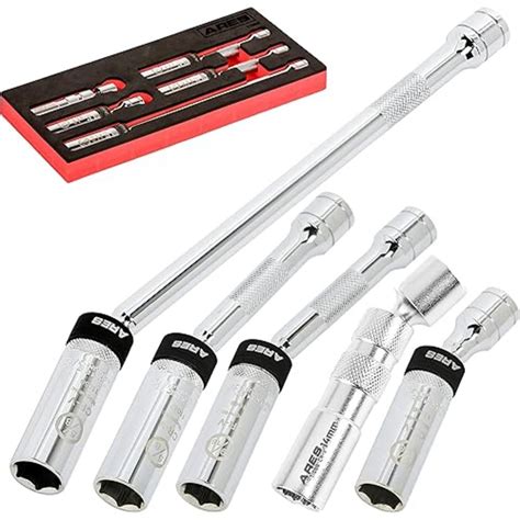 Ares 11052 5 Piece Magnetic Swivel Spark Plug Socket Set 14mm Thin