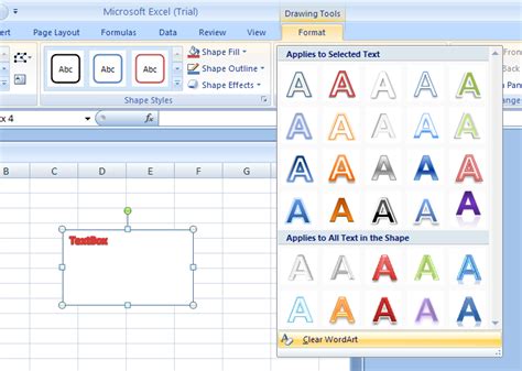 remove wordart text wordart wordart clip art shape picture microsoft office excel 2007
