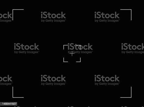 Vector Black Background With Simple Camera Recording Screen Viewfinder Vector Template Frame