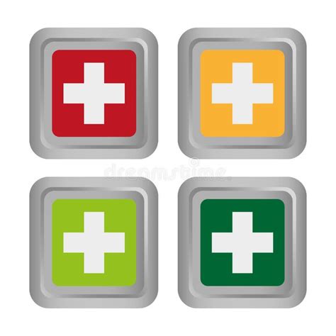 Square Colored Cross Buttons Cross Symbol Vector Illustration Stock Vector Illustration Of