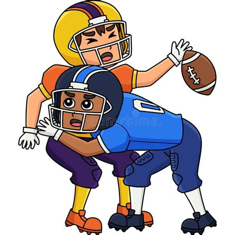 American Football Player Tackle Cartoon Clipart Stock Vector