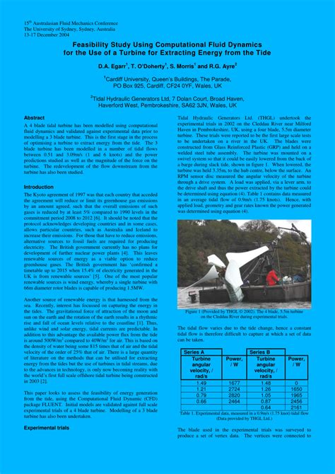 PDF Feasibility Study Using Computational Fluid Dynamics For The Use Of A Turbine For