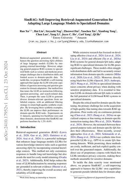 Pdf Simrag Self Improving Retrieval Augmented Generation For