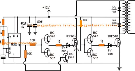 Simple Ic 555 Inverter Circuit Electronic Circuit Projects