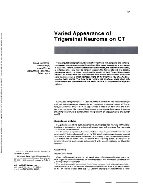Pdf Varied Appearance Of Trigeminal Neuroma On Ct