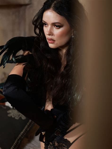 Natasha Blasick Black Feather Lingerie Cleavage Curves Hot Celebs Home