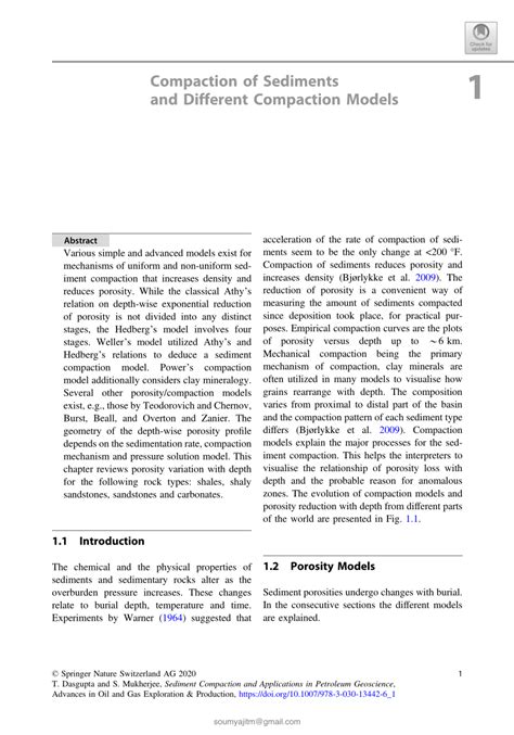 Pdf Compaction Of Sediments And Different Compaction Models