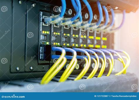 Network Switch And Ethernet Cables Stock Image Image Of Access Fiberoptic 121722887