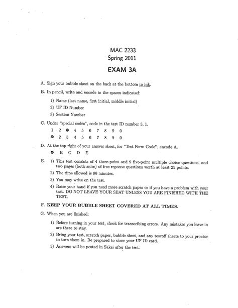 Exam For Analytical Geometry And Calculus I Mac 2311 Docsity