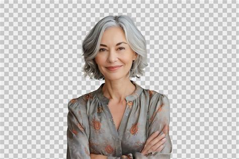 고립 된 투명 한 배경 에 옷 을 입은 회색 헤어 스타일 의 친절 한 사람 프리미엄 Ai 생성 Psd