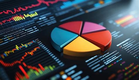 Colorful Pie Chart On Digital Screen Displaying Data Analytics And Performance Metrics Premium