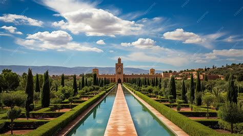 The Menara Gardens Marrakech Morocco On Sunny Day Premium Ai