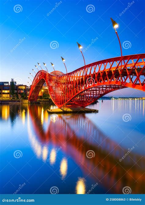 The Python Bridge Amsterdam The Netherlands A Bridge In The City At Night Editorial Stock