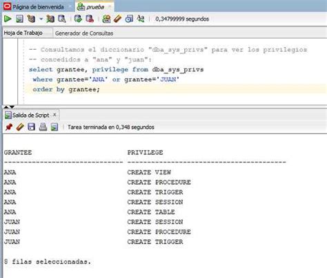 Ejercicios Resueltos Privilegios Del Sistema Conceder Oracle