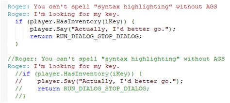 Incorrect Syntax Highlighting For Commented AGS Script In Dialog Issue