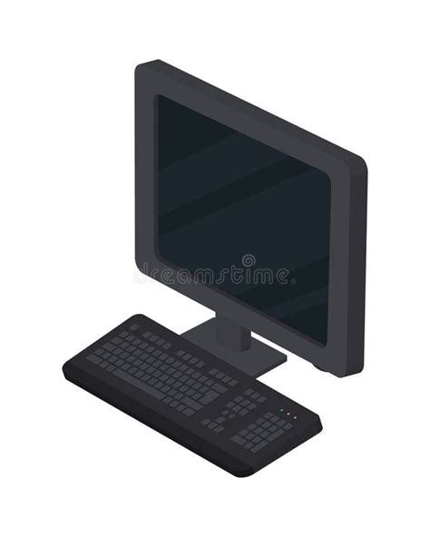 Computer Monitor And Keyboard Stock Vector Illustration Of Isolated Device