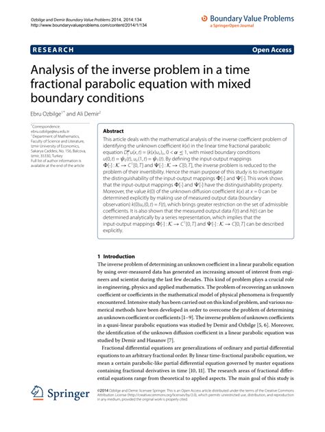 Pdf Analysis Of The Inverse Problem In A Time Fractional Parabolic