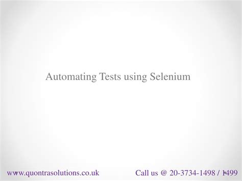Ppt Automation Using Selenium Webdriver By Quontra Solutions Powerpoint Presentation Id5140285