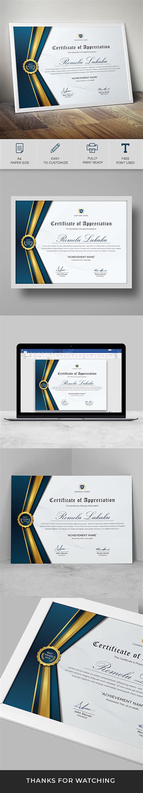 Modern Canva Certificate Template Design Templatemonster