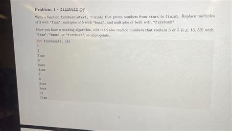 Solved Problem 1 ﻿fizzbuzzpywrite A Function Fizzbuzz