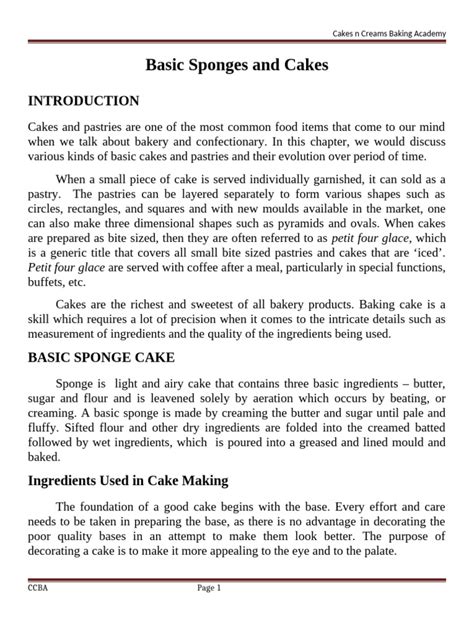 Basic Sponge And Cakes Pdf Cakes Icing Food