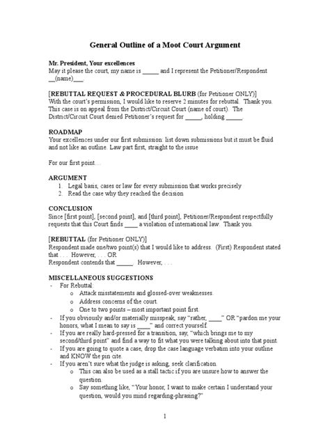 Outline Of A Moot Court Argument Pdf Mootness Legal Disputes
