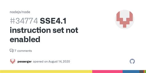 sse4 1 instruction set not enabled · issue 34774 · nodejs node · github